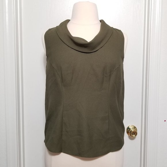 H by Halston | Tops | H By Halston Green Cowl Neck Sleeveless Top ...